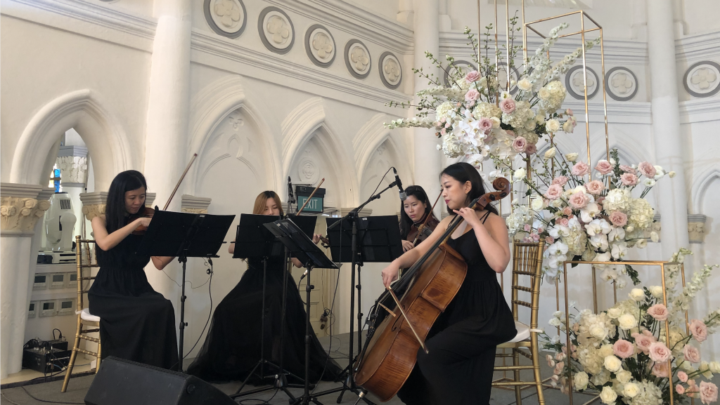 Wedding of Sean & Shiyan at Chijmes with Amper Quartet